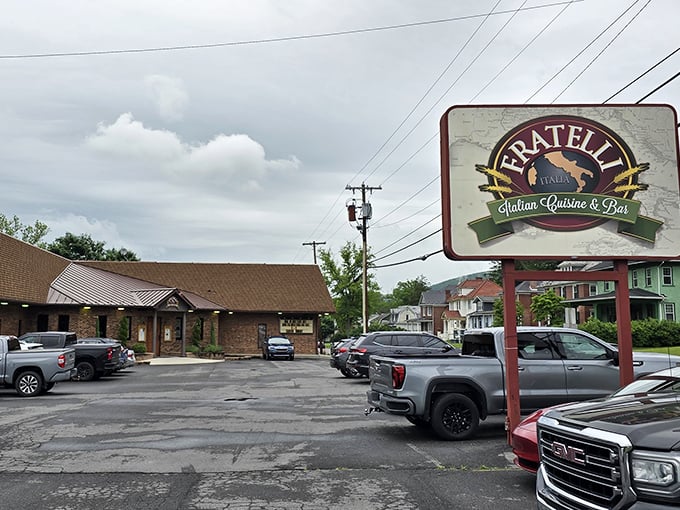 At Fratelli's Italian Restaurant, the parking lot is often full – always a good sign when hunting for authentic cuisine.
