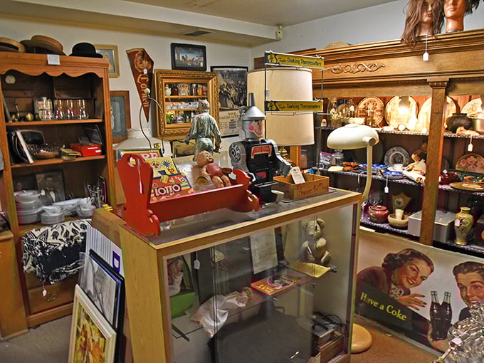 This booth is what happens when history throws a party and invites all the decades. That vintage Coca-Cola sign is calling your name.