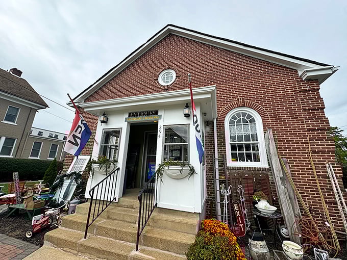 This unassuming brick building houses Aunt Margaret's wonderland of collectibles—proof that you can't judge a shop by its facade.