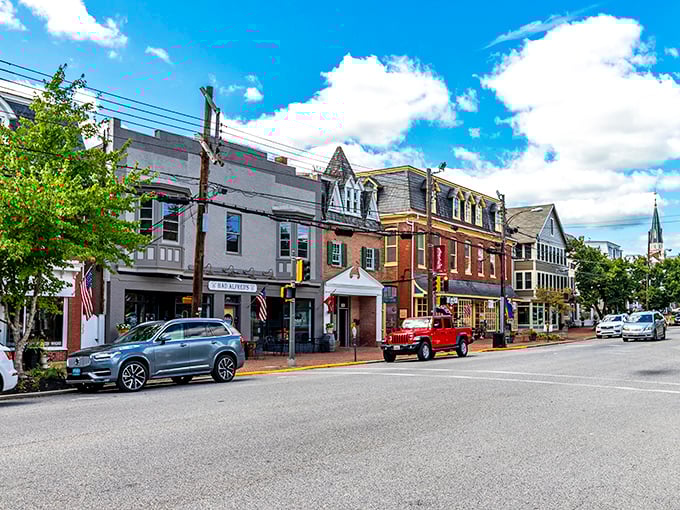 Sunshine bathes this picturesque main street where you half-expect to see Julia Roberts running from a wedding.