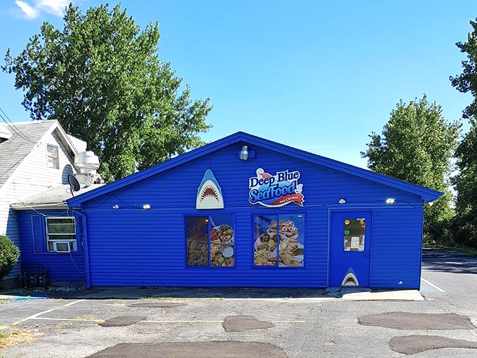 Deep Blue Seafood's vibrant exterior is like a beacon for seafood lovers – as subtle as a shark in a swimming pool.