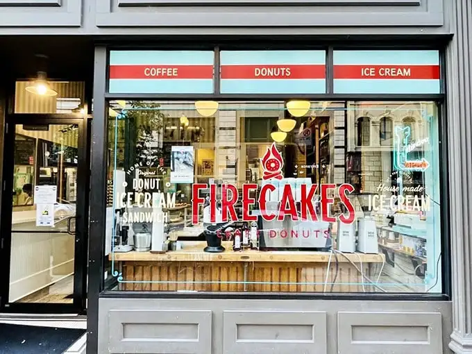 Firecakes' sleek storefront brings artisanal donut crafting to Chicago's bustling streets. Coffee, donuts, and ice cream—the holy trinity of comfort foods!
