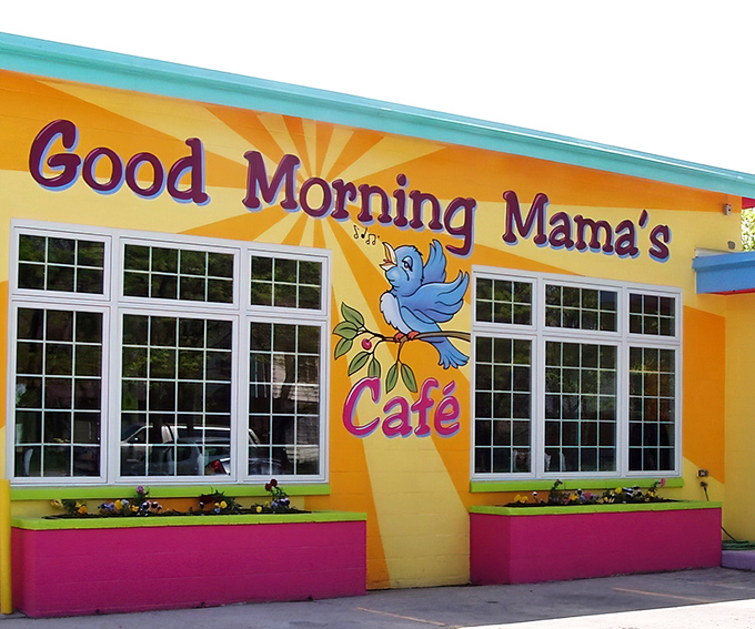 Good Morning Mama's sunshine-yellow exterior is like a visual caffeine shot—waking you up before you've had your first sip of coffee.