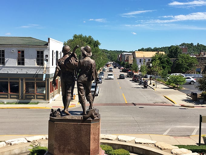 Hannibal's downtown skyline – where Mark Twain's imagination still floats through the air like Mississippi River mist.