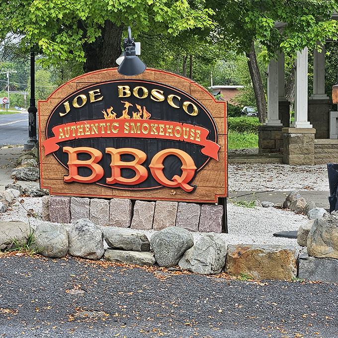 That sign isn't just decorative – it's basically a treasure map leading straight to smoky BBQ gold.