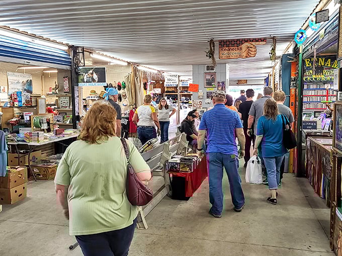 Retro signs and vintage finds line these corridors of commerce where yesterday's memories await today's collectors.