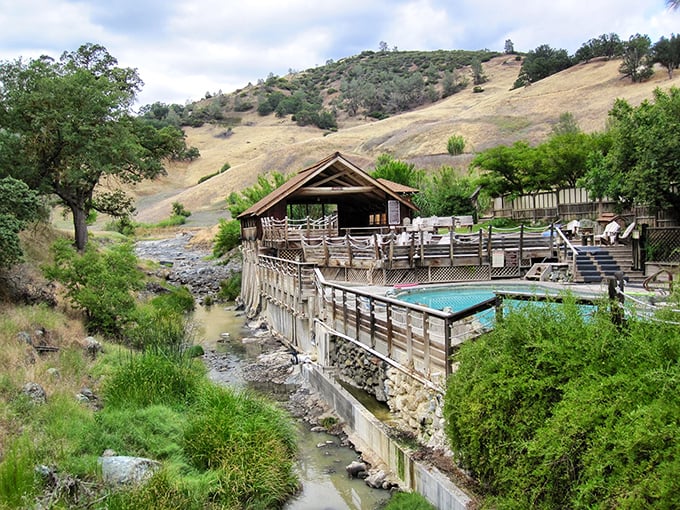 Rustic charm meets natural luxury at Wilbur Springs, where wooden walkways connect you to history.
