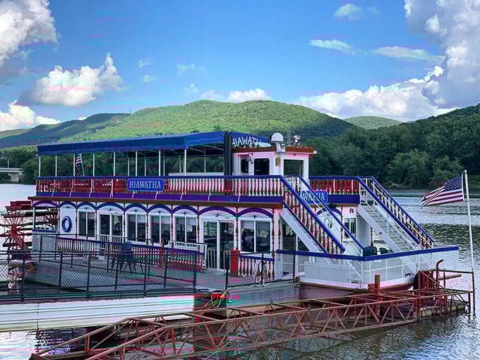 The Hiawatha riverboat stands ready for adventure—Mark Twain would approve of this watery escape.