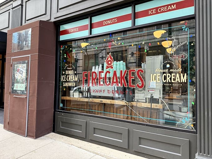 Behind Firecakes' stylish facade lies donut nirvana. Those string lights aren't decoration—they're actually halos for the heavenly treats inside.