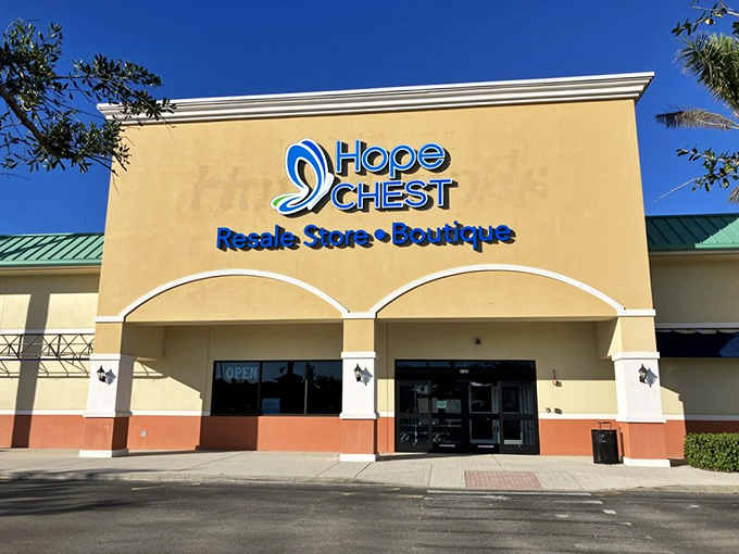 That cheerful yellow building isn't just a store—it's opportunity wrapped in stucco. Treasure hunting with air conditioning!