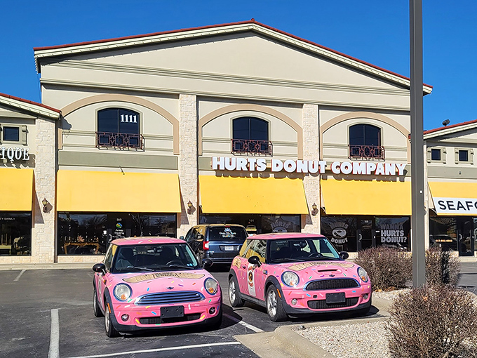 Those pink Mini Coopers aren't delivering ordinary mail. They're on special missions to cure the world's donut emergencies!