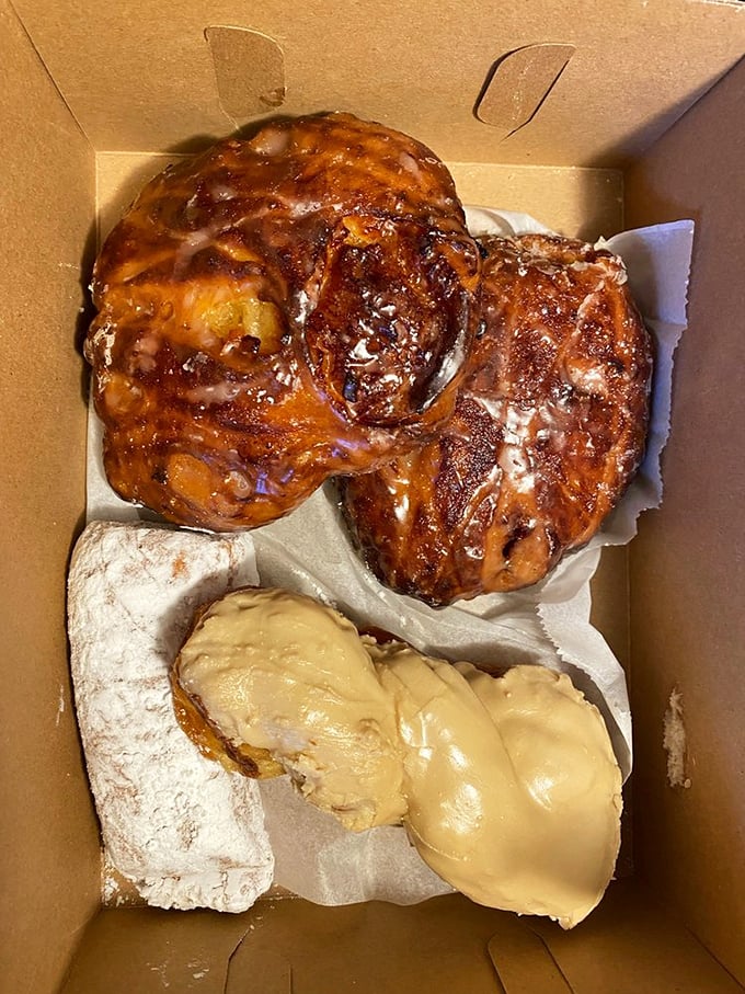 The legendary apple fritter—a glistening monument to what happens when apples, cinnamon, and dough meet their glorious destiny.