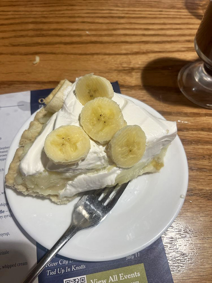 Banana cream pie so tall it needs its own zip code and twice the deliciousness.