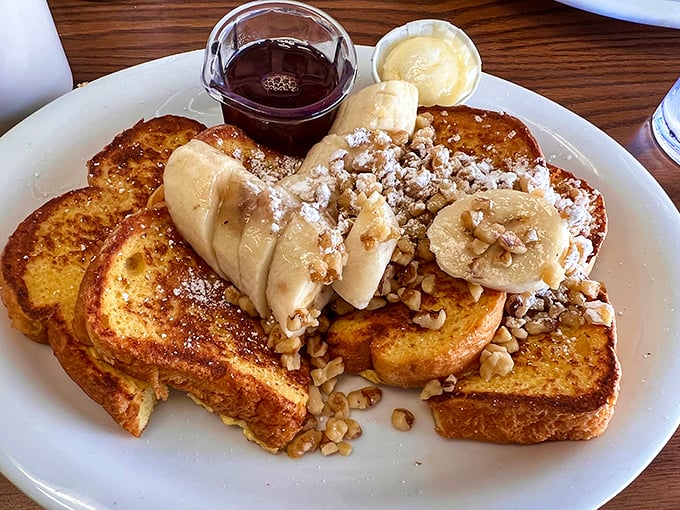 French toast that had a torrid affair with bananas and walnuts. The proof that sometimes the most meaningful relationships happen on a breakfast plate.
