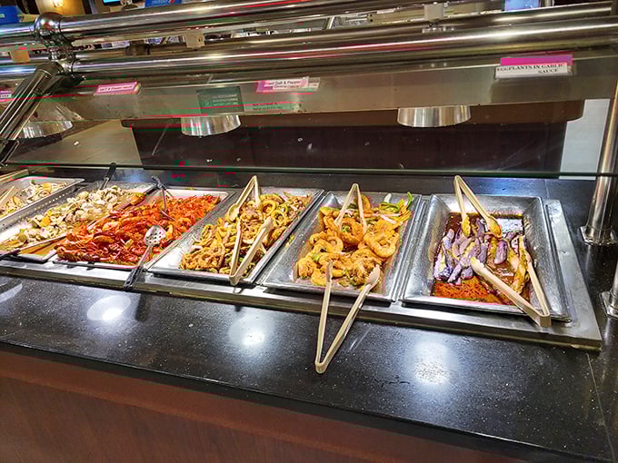 A lineup of Asian delights standing at attention like culinary soldiers. The hardest part isn't choosing—it's remembering to pace yourself.