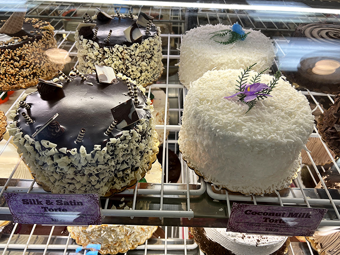 Silk & Satin Torte and Coconut Milk cake standing at attention, like dessert soldiers ready to sacrifice themselves for your happiness.