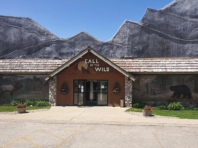 The Call of the Wild Museum's rustic exterior hints at the natural wonders showcased inside – Michigan wildlife displayed with the drama of a nature documentary.