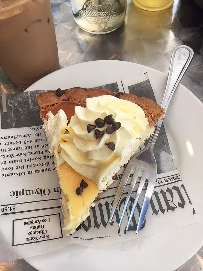 Heaven on a plate! This cream pie topped with chocolate chips is the dessert equivalent of finding an extra $20 in your winter coat.