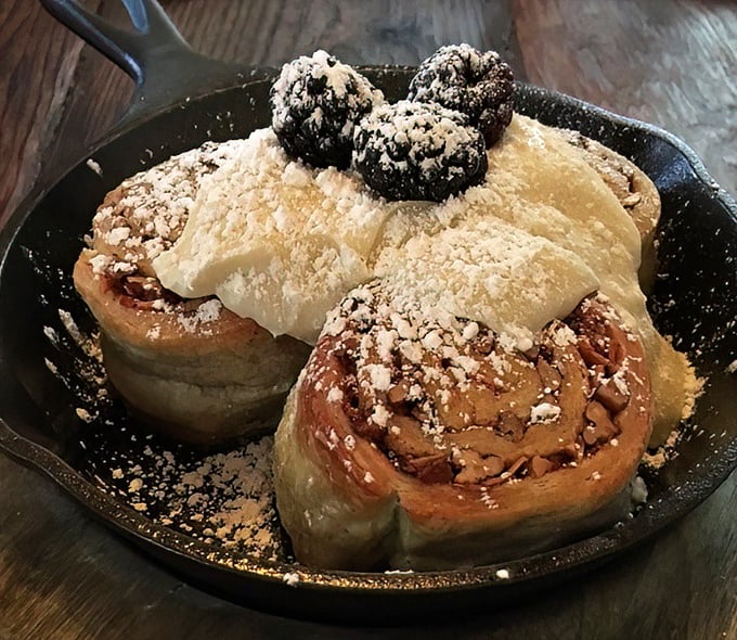 These cinnamon rolls aren't just breakfast, they're an event. Served in a cast-iron skillet with vanilla cream cheese frosting, they're what weekend mornings were invented for.