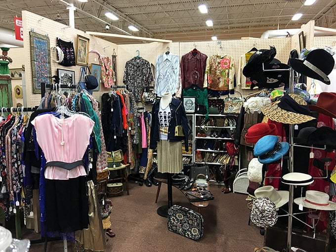 Vintage fashion heaven where every hat tells a story and each dress remembers dances from decades past.