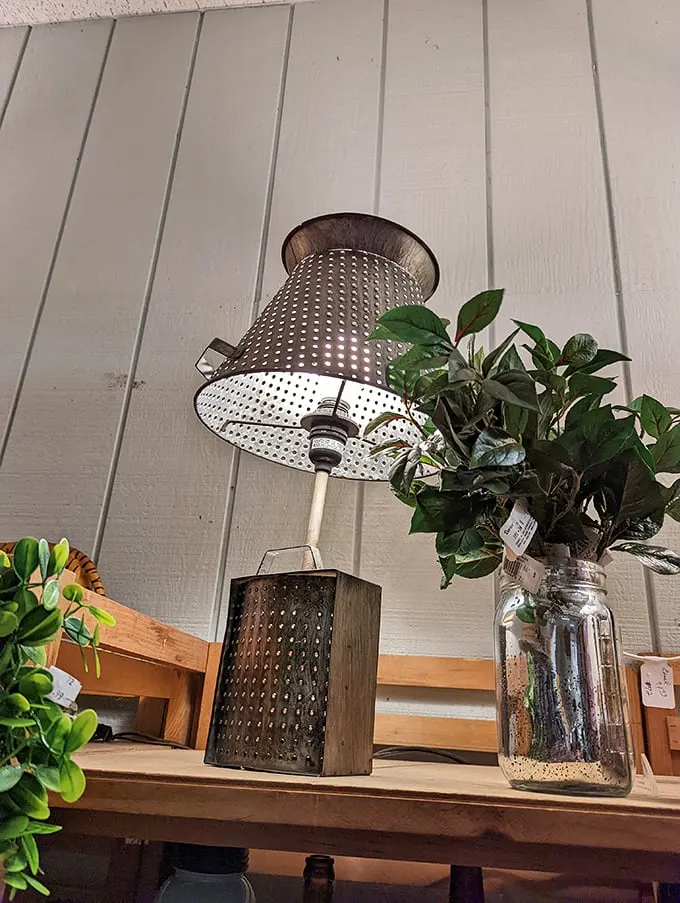 Not just a lamp, but a conversation piece with a past life as a colander. Talk about illuminating kitchen history!