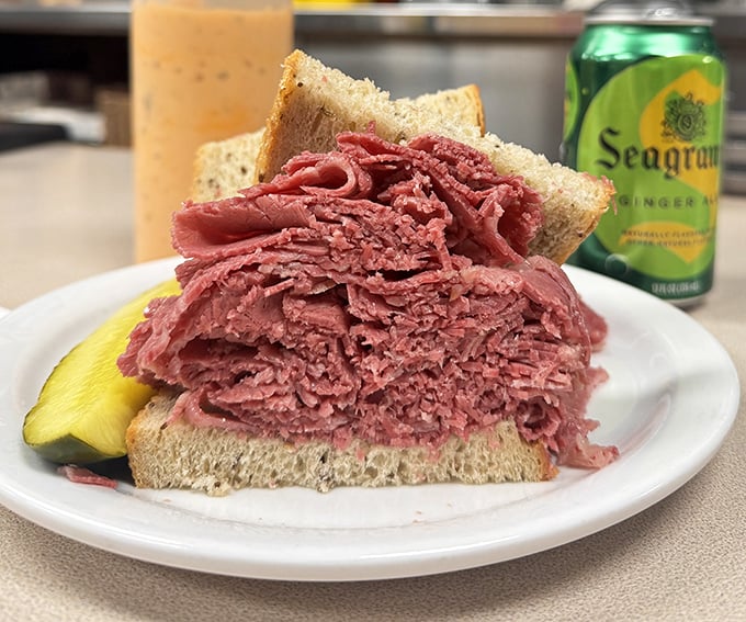 Not so much a sandwich as a skyscraper of pink perfection. The bread is merely suggesting it might contain this magnificent meat mountain.