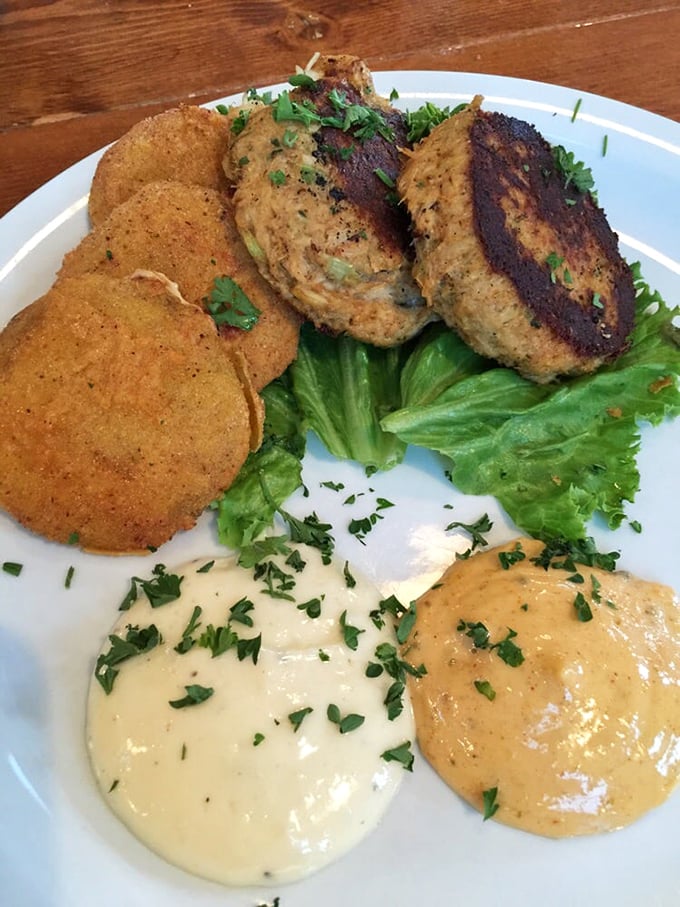 These golden-brown crab cakes aren't playing hide-and-seek with the crab meat—it's the star of this plate-licking performance.