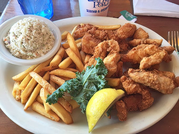 Golden-brown perfection! These fish and chips aren't just a meal – they're the reason people dream about Destin during landlocked winters.