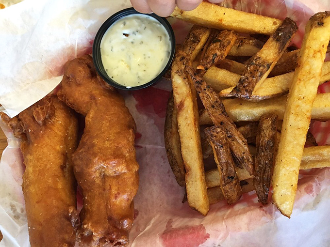 Golden-battered fish alongside hand-cut fries – this isn't just fish and chips, it's edible sunshine with a side of Florida soul.