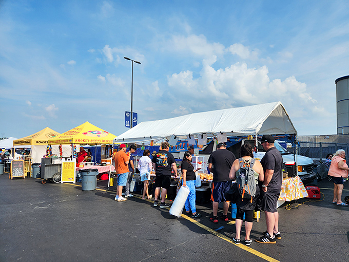 Where hunger meets opportunity. These food vendors know that serious shopping requires serious sustenance—the unofficial fuel of flea market victories.