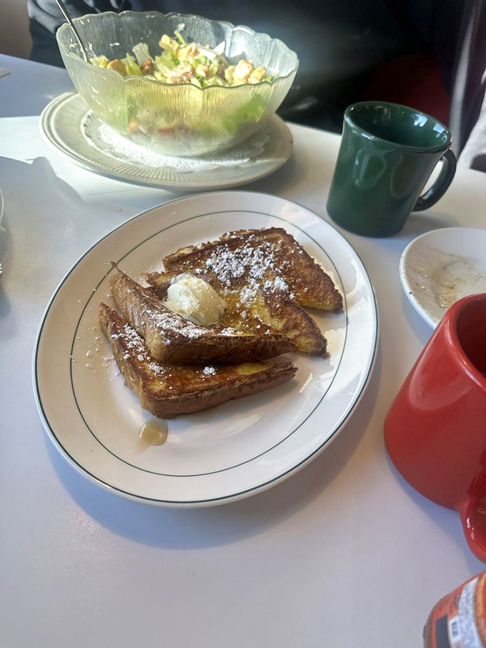 French toast that's achieved celebrity status in Cleveland—golden-brown, dusted with powdered sugar, and worthy of its own Instagram account.