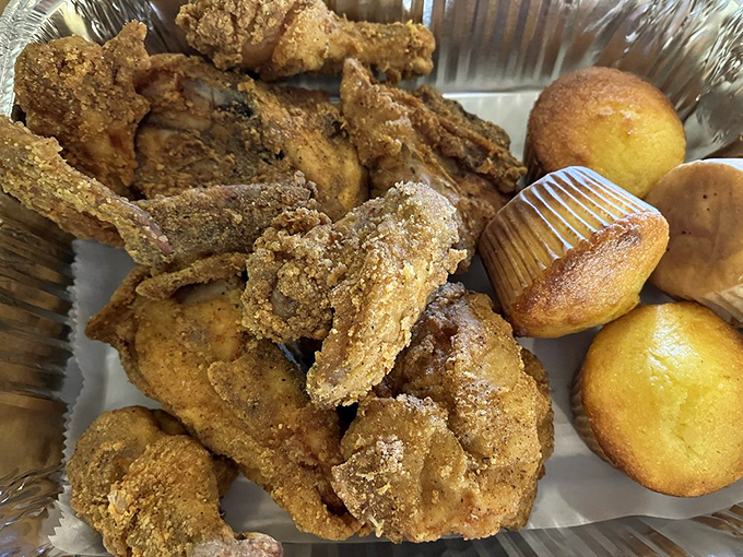 Golden perfection achieved - this is what fried chicken dreams are made of, folks.
