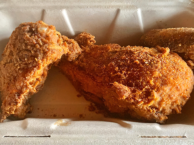 Golden-brown perfection that makes time stand still. This fried chicken's crackling exterior gives way to juicy meat that's been kissed by Oregon white oak smoke.