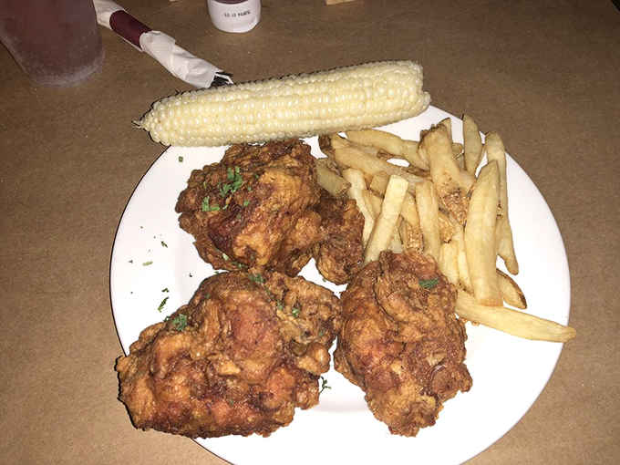 Golden-brown perfection that makes Colonel Sanders weep with envy—this fried chicken isn't just a meal, it's a religious experience.