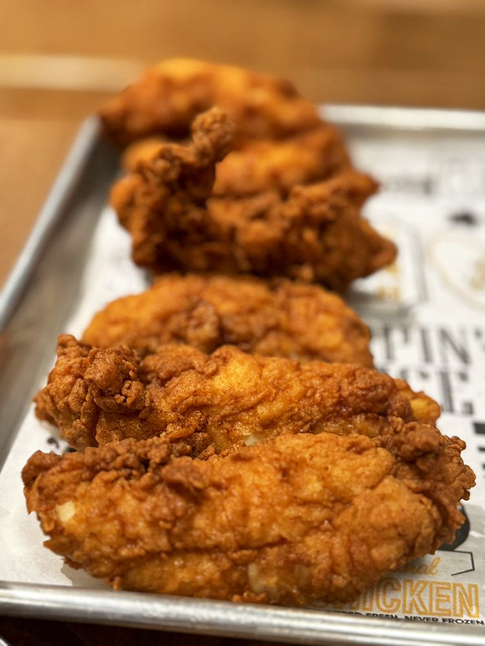 Golden-brown perfection that makes Colonel Sanders look like an amateur. This chicken doesn't just talk the talk—it clucks the cluck.