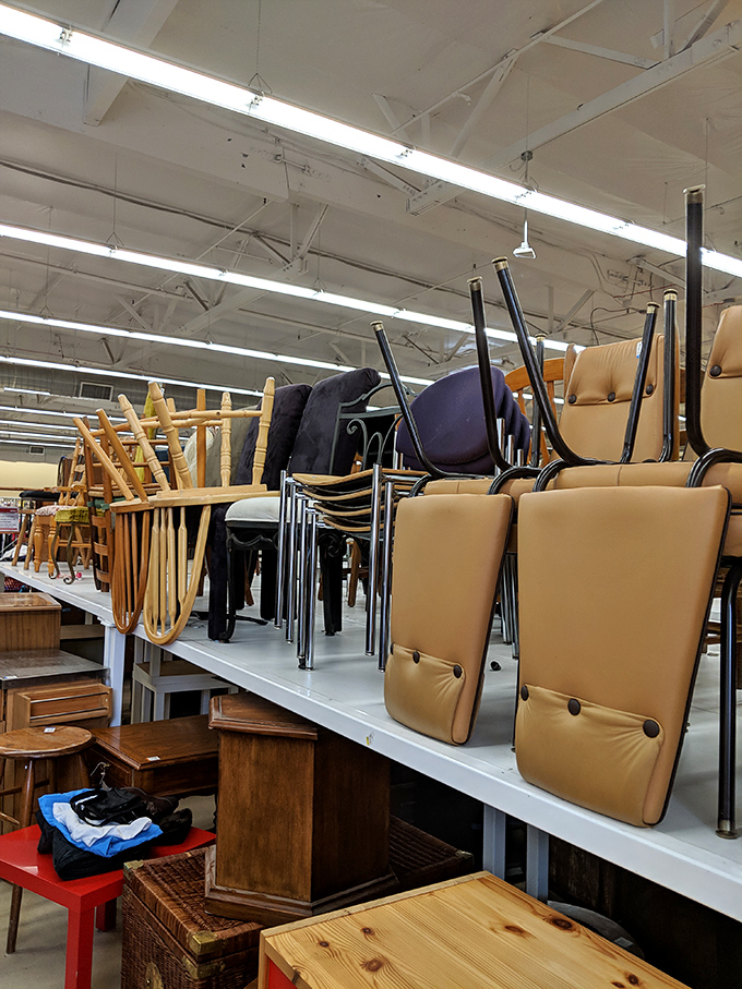 Chair heaven or musical chairs on steroids? The furniture section offers everything from mid-century treasures to that perfect "just until we can afford something better" starter piece.