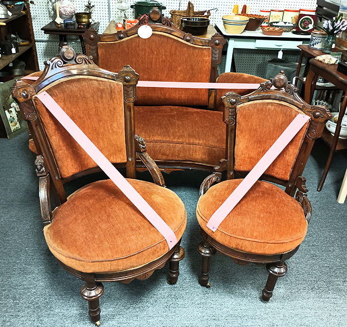 Victorian elegance meets modern comfort in this stunning furniture set. The craftsmanship speaks of an era when things were built to last.