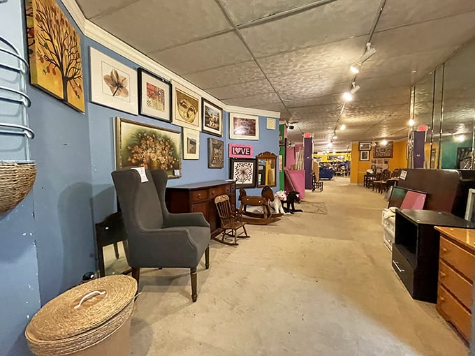 Mid-century meets modern mayhem in the furniture section, where every chair has character.