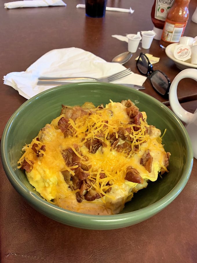 Breakfast nirvana exists, and it looks exactly like this loaded bowl. The cheese-to-potato ratio here deserves scientific study.