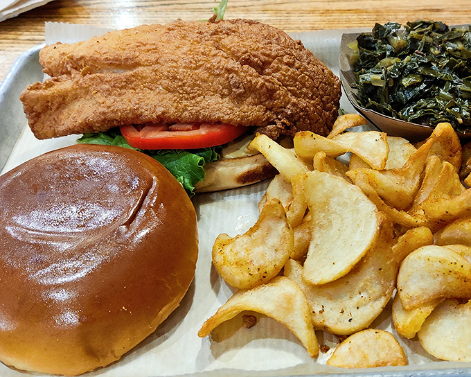 The legendary grouper sandwich in all its glory – a masterpiece of crispy, flaky perfection that makes other fish sandwiches weep with inadequacy.
