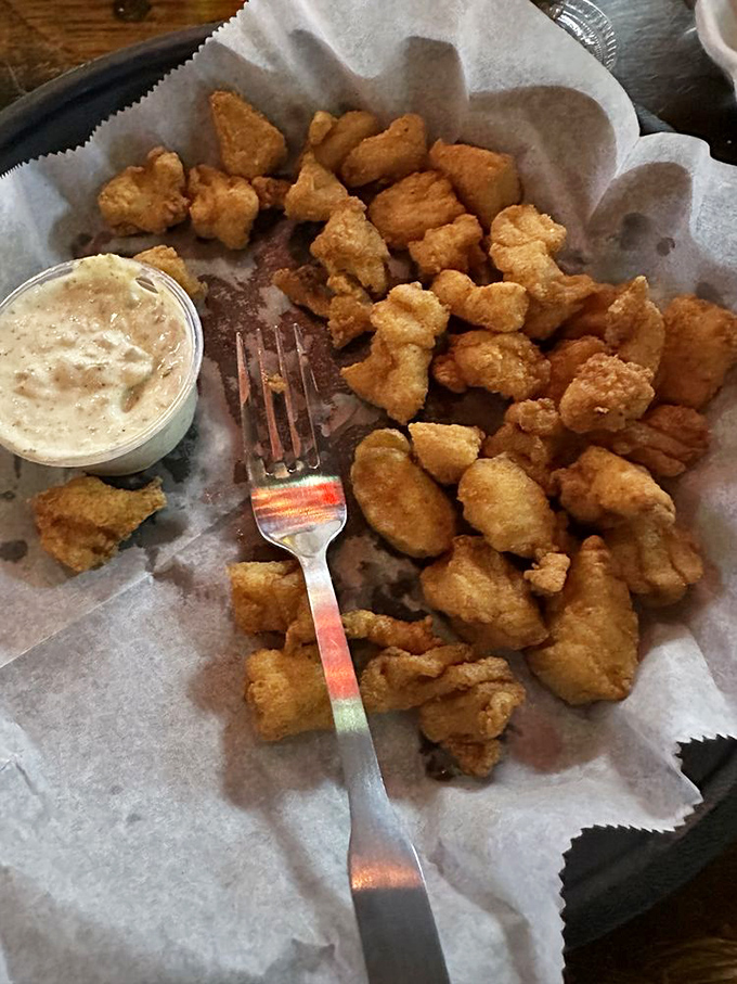 Golden-brown grouper bites that crunch like your favorite childhood memories before melting into sweet, flaky perfection. Worth every calorie.