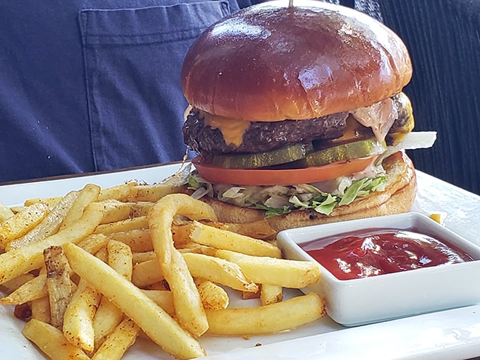 This isn't just a burger; it's a masterpiece between buns. The fries aren't sidekicks—they're co-stars in this delicious drama.