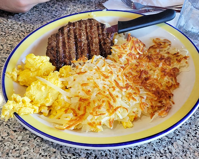 Those hash browns aren't just crispy—they're life-changing. Golden perfection that makes you wonder why all potatoes don't aspire to such greatness.