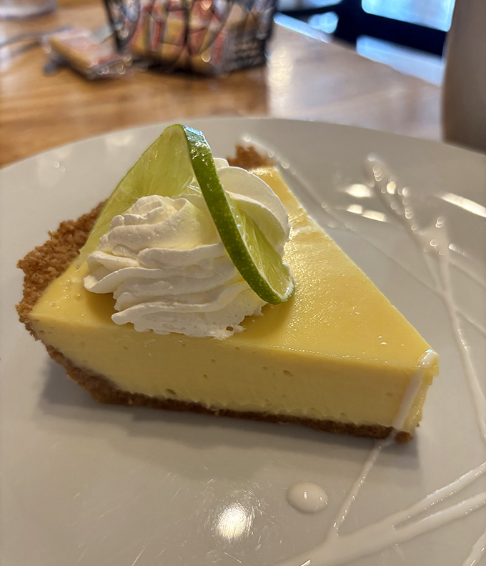 Behold the key lime pie that could make Florida jealous – tart, creamy perfection in every single bite.