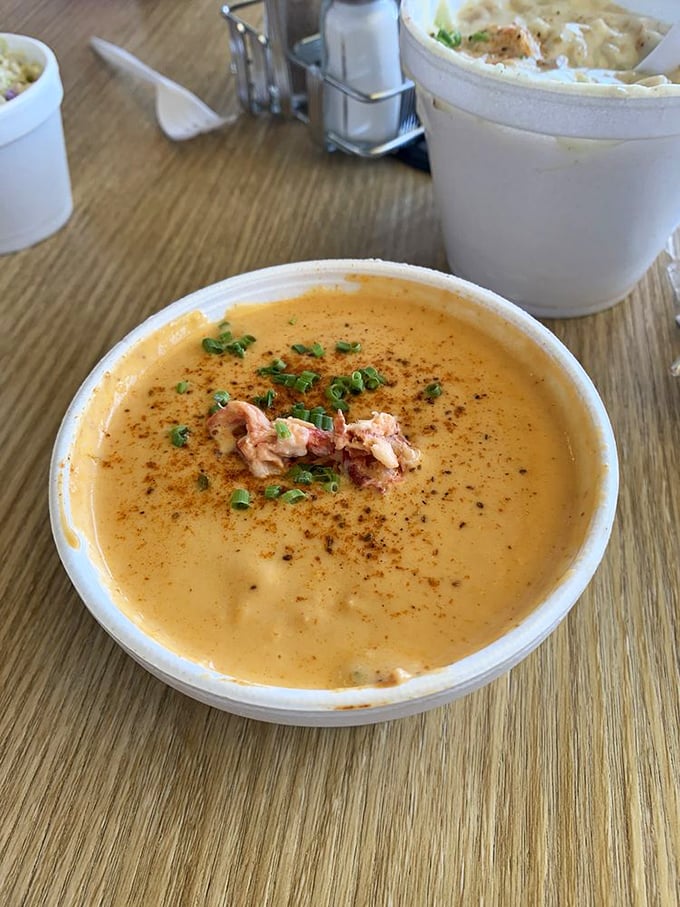 Lobster bisque that's worth getting your tie dirty for. Velvety, rich, and topped with actual lobster meat—not just playing hide and seek with the seafood.