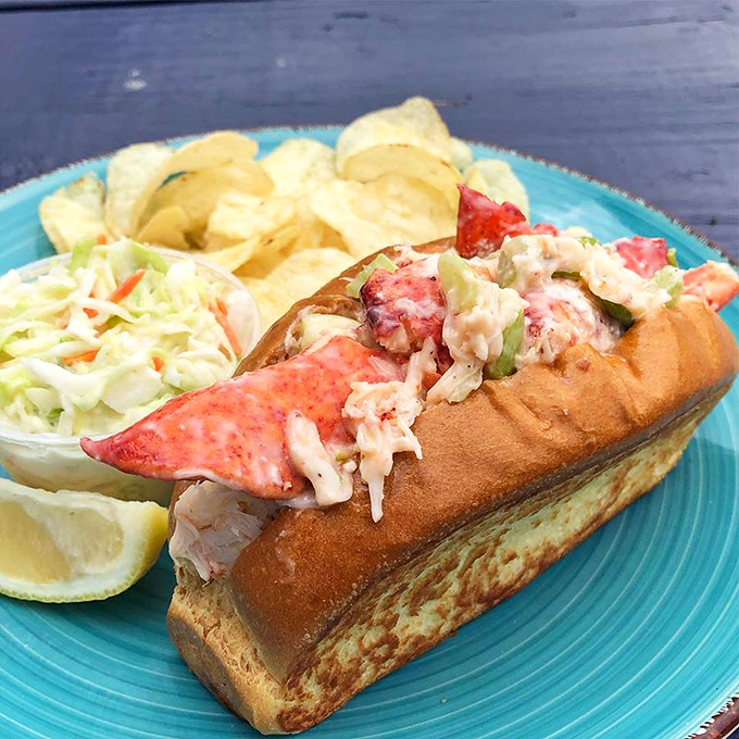 The lobster roll arrives like a celebrity making a grand entrance—chunks of sweet meat nestled in buttery bread with just enough mayo to unite the flavors.