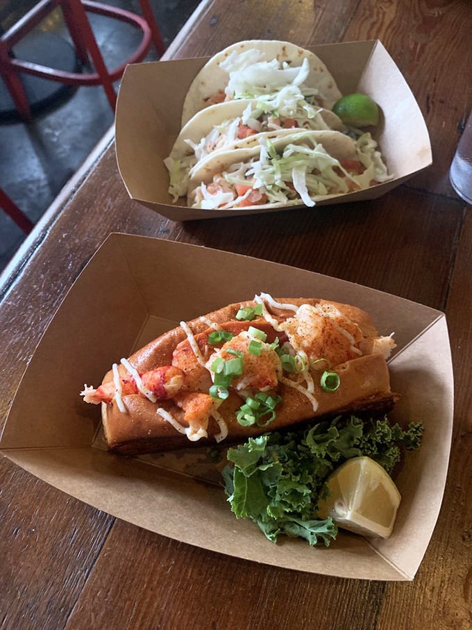 Lobster tacos and rolls served in unpretentious cardboard boats—because when the seafood's this good, fancy plates would just get in the way.