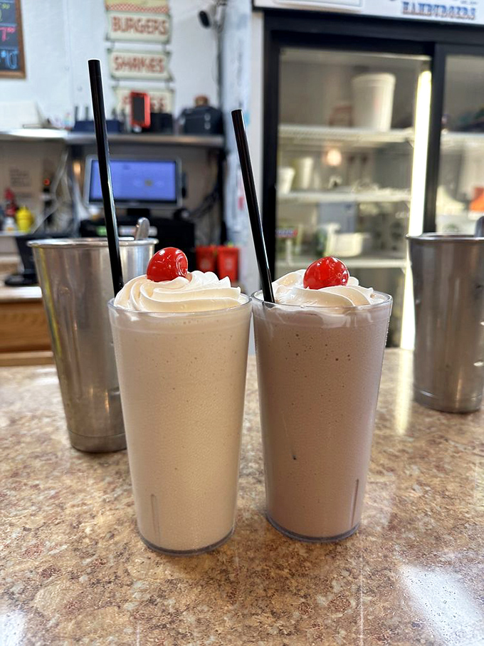 These old-school milkshakes topped with whipped cream and cherries aren't trying to be Instagram famous—they're too busy being actually delicious.