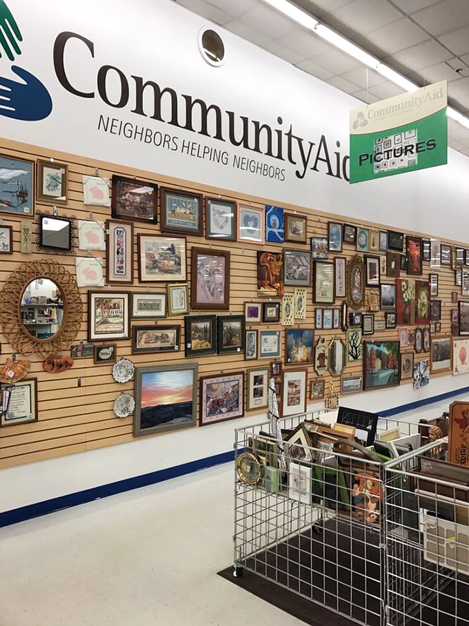 Wall-to-wall memories await new homes in this gallery of forgotten frames—from ornate gold to simple wood, each ready to showcase your family photos.