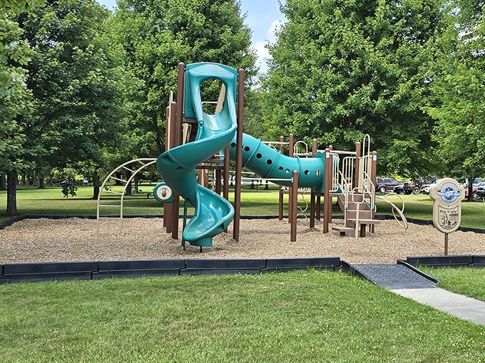 Playground equipment that won't send your phone notifications. The perfect spot for kids to experience the original version of "screen time" – watching actual butterflies.
